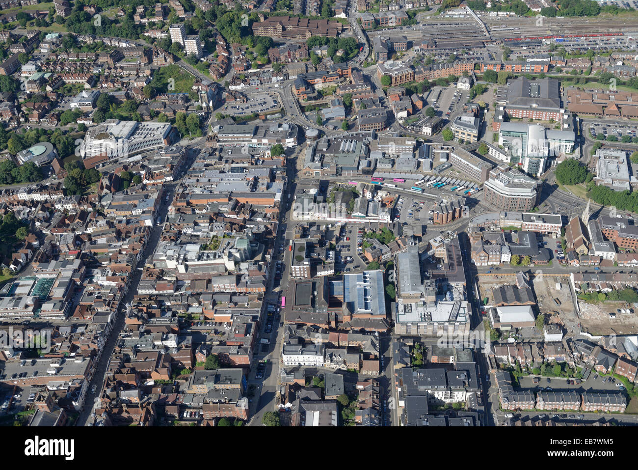 An aerial view of the centre of Guildford, Surrey UK Stock Photo - Alamy