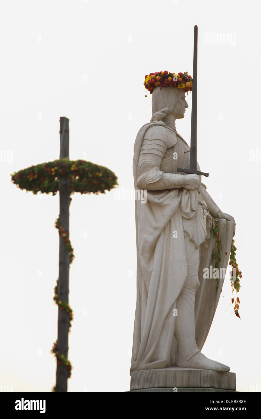 Latvia, Old Riga and the statue of St Roland Stock Photo - Alamy