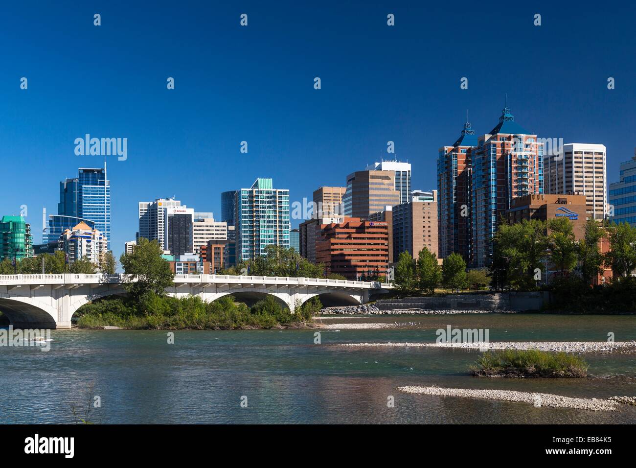 Bow River and the skyline of Calgary in Alberta, Canada Stock Photo - Alamy
