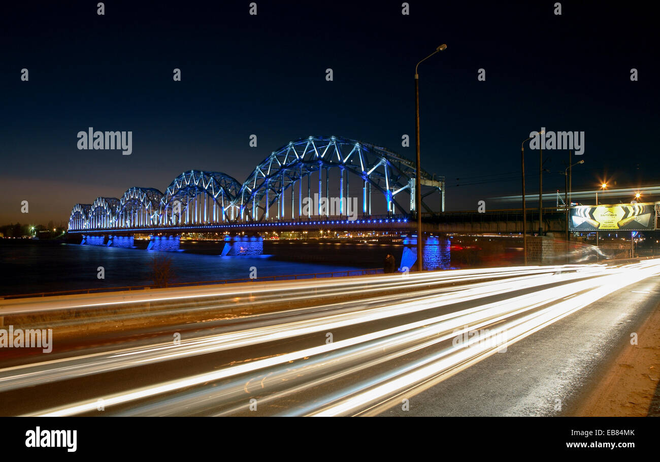 Old Riga centre. Railway bridge Stock Photo - Alamy