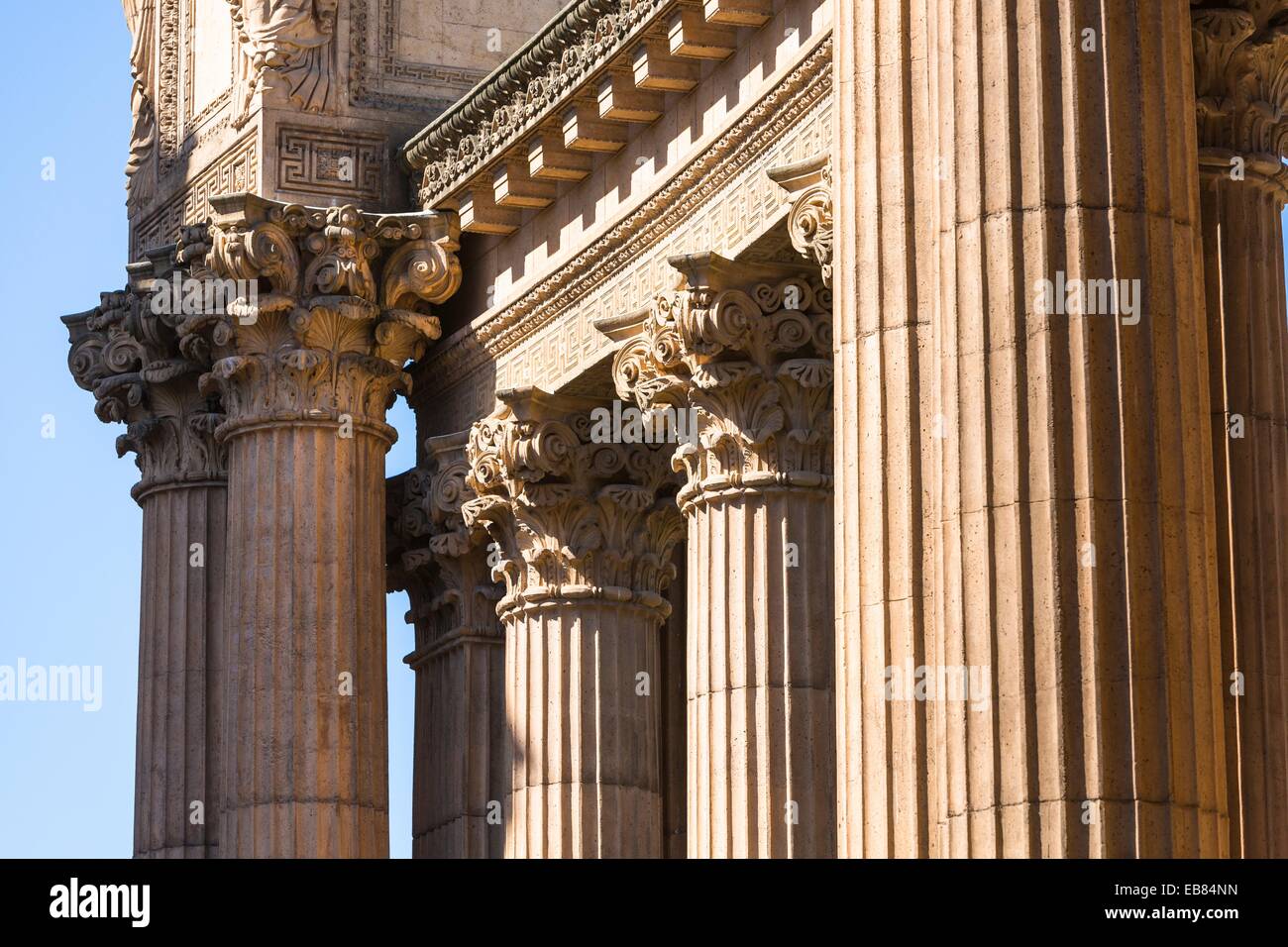 Detail of the columns in the Palace of Fine Arts in San Francisco ...