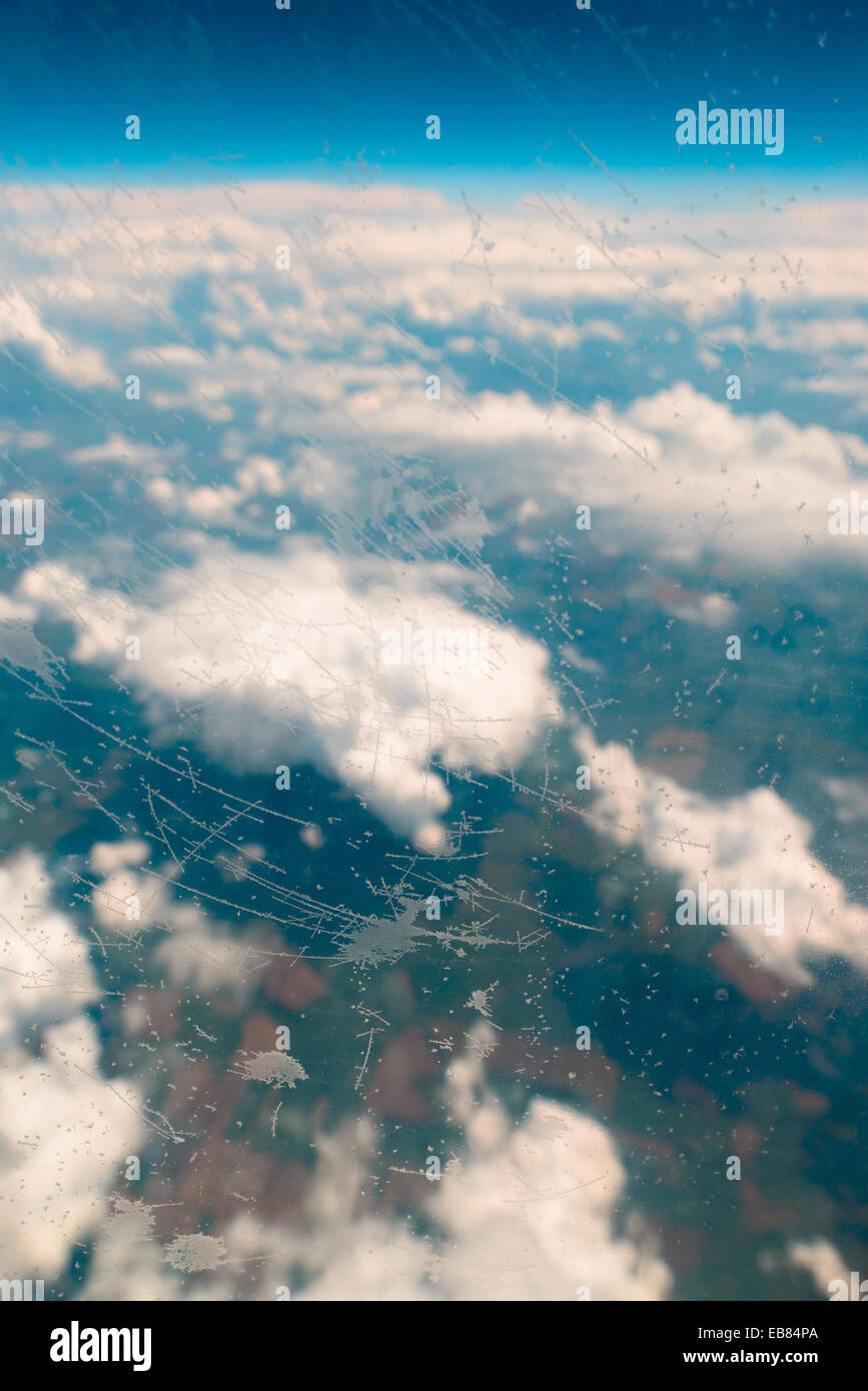 View of land, fields, and clouds from above Stock Photo - Alamy