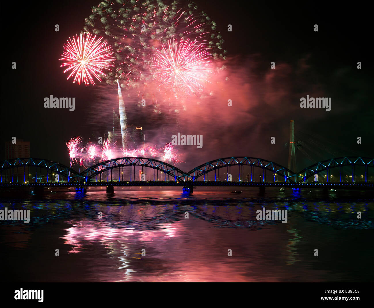 Riga, Latvia, StaroRiga festival. Fireworks Stock Photo - Alamy