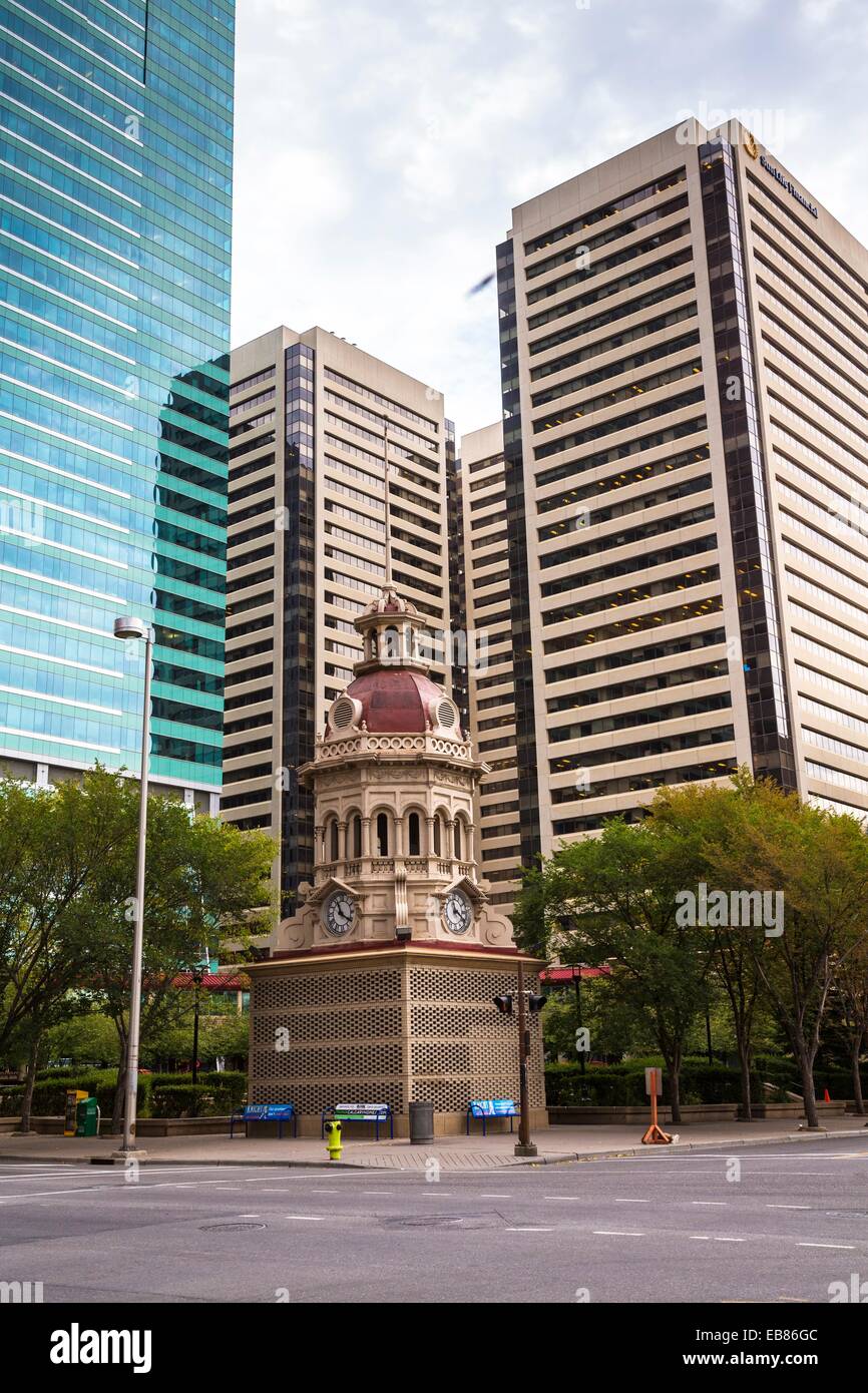 Skyscrapers and clock tower in Calgary, Alberta, Canada Stock Photo - Alamy