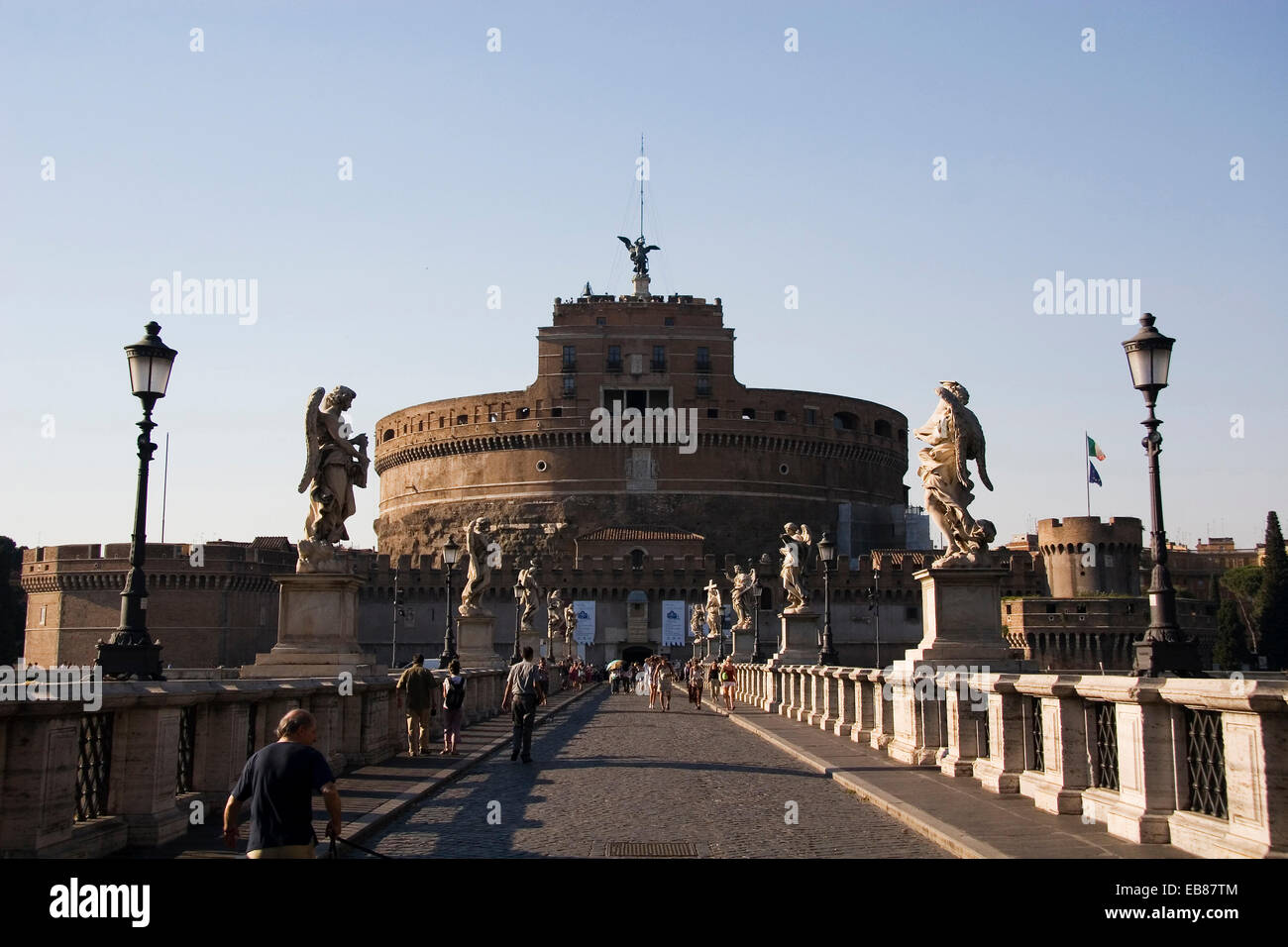 St Angelo castle (Mole Adriana) and St Angelo bridge, Rome Stock Photo ...