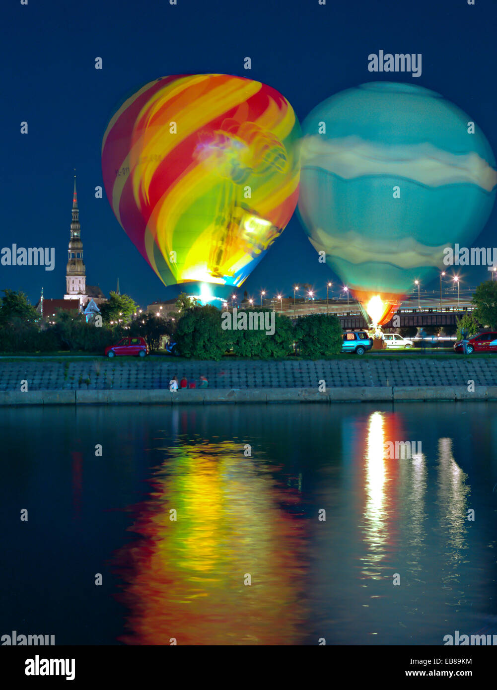 Riga, balloon festival. Evening Stock Photo - Alamy