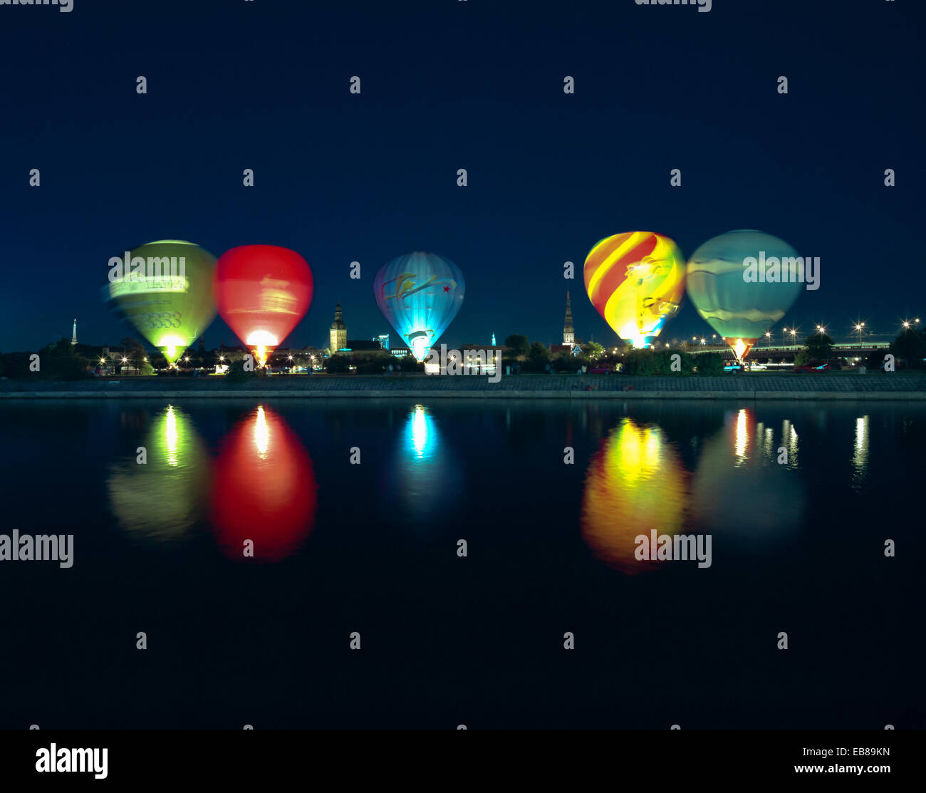 Riga, balloon festival. Evening Stock Photo - Alamy