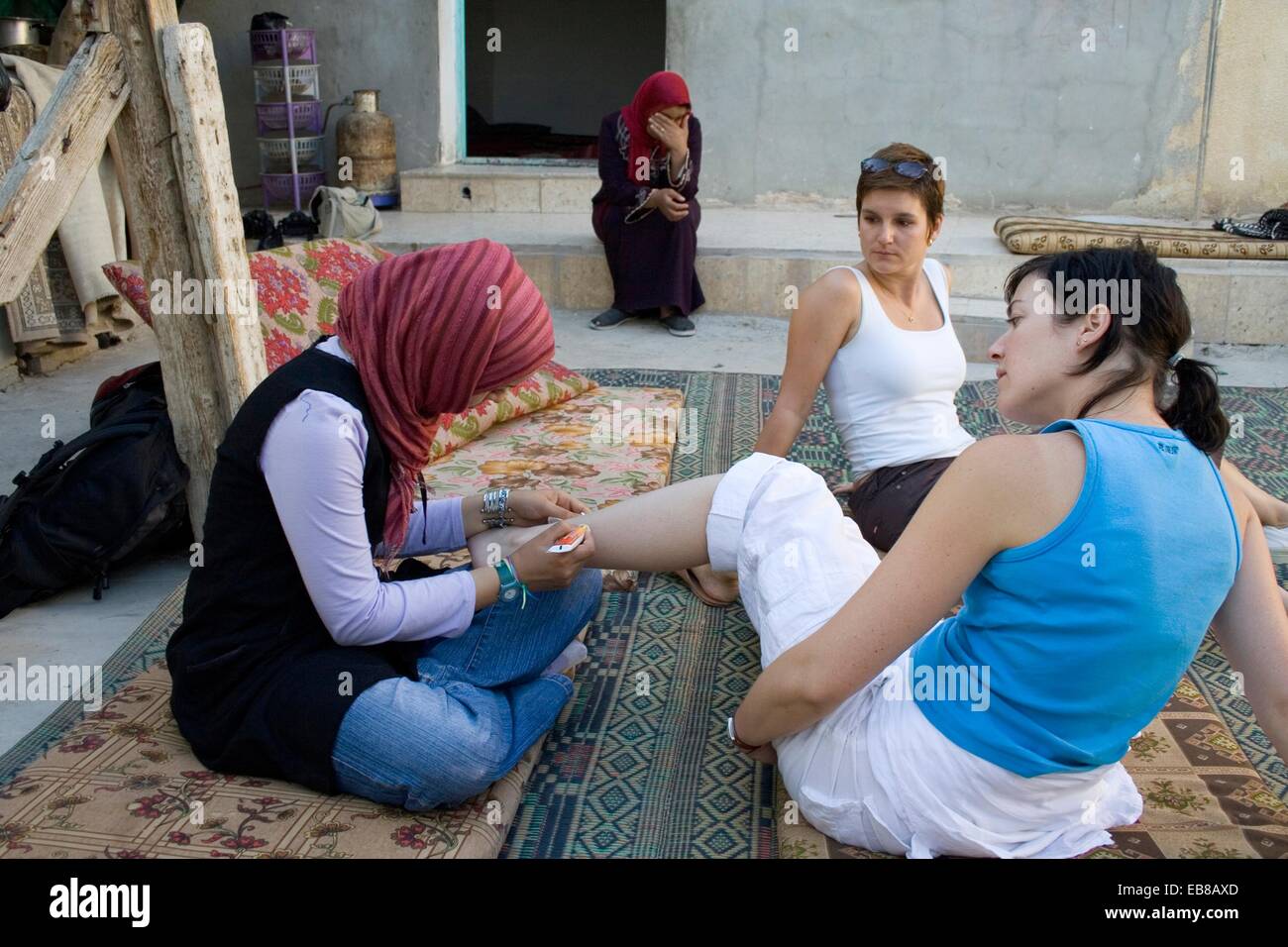tourists at family´s house the village Um-Sayhoun where are living the ...