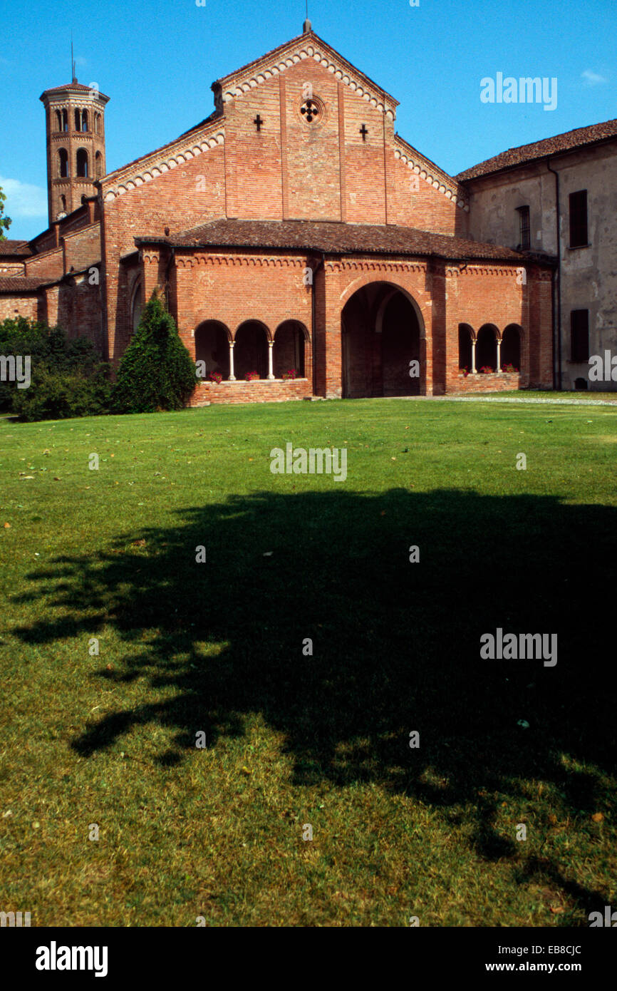 Italy, Lombardy, Abbadia Cerreto, Sant Pietro Abbey, Facade Stock Photo ...