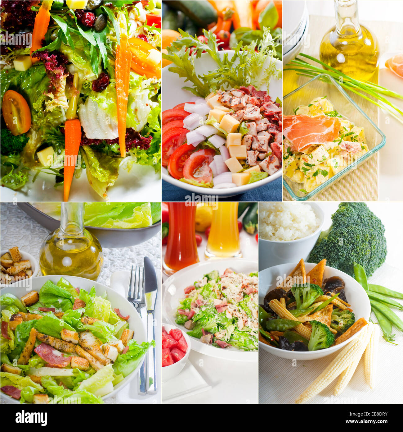 mixwd fresh salad collage composition nested on a square frame Stock ...