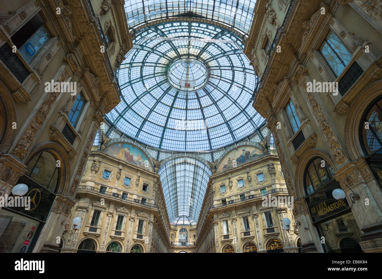 Italy, Milan, the glass roofed arcade of Vittorio Emanuele gallery ...