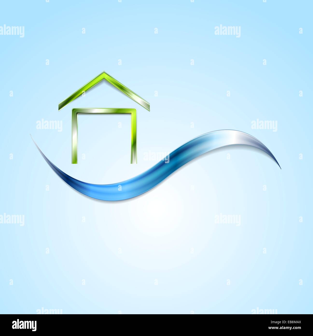 Bright house logo and wave design. Vector background Stock Photo - Alamy