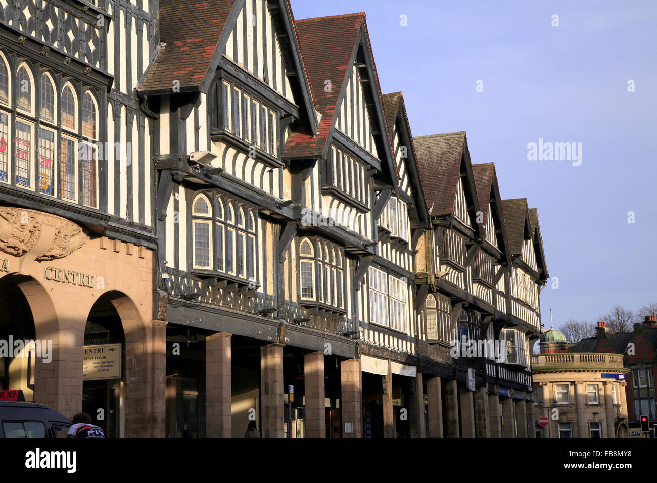 A row of Tudor commercial buildings at Chesterfield, Derbyshire ...