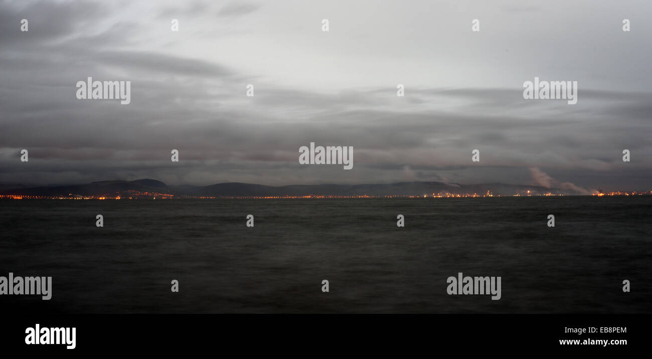 The view from Mumbles promenade looking towards Port Talbot Stock Photo ...