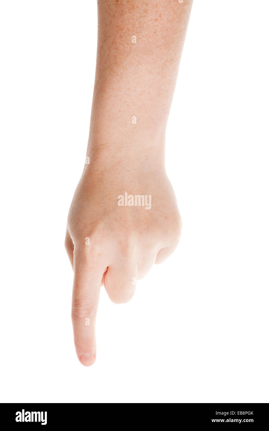 Hand simulating pressing a button isolated on white Stock Photo - Alamy