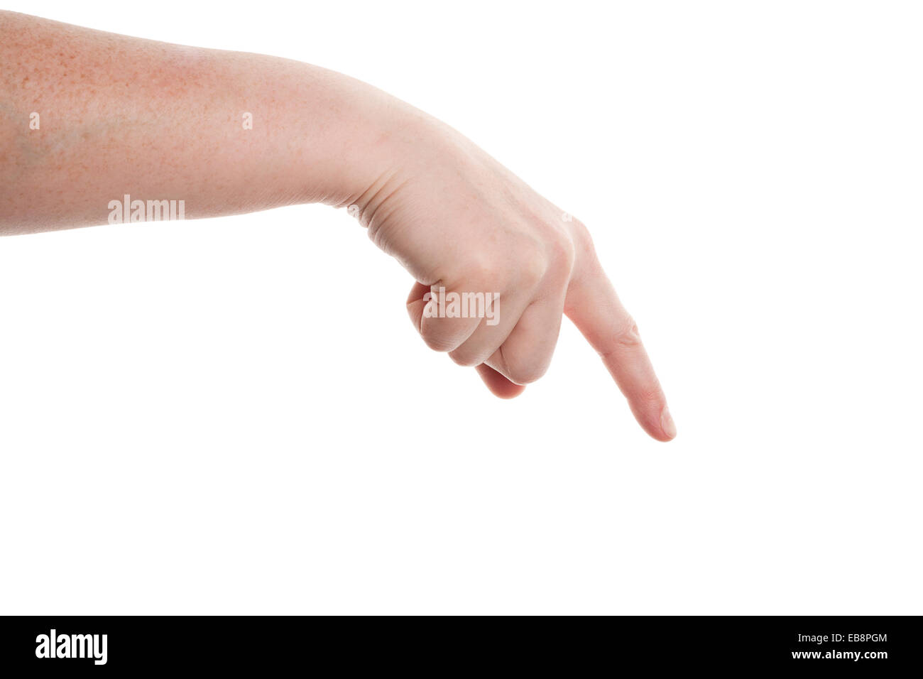 Hand simulating pressing a button isolated on white Stock Photo - Alamy