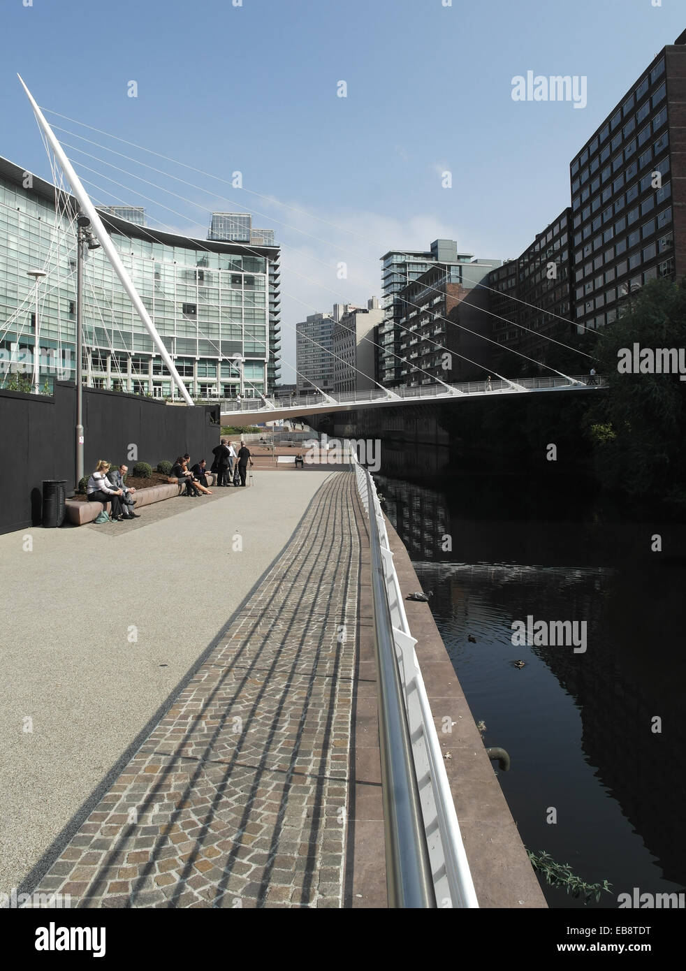 Bridge 1 white trinity footbridge crossing river irwell centre mid ...
