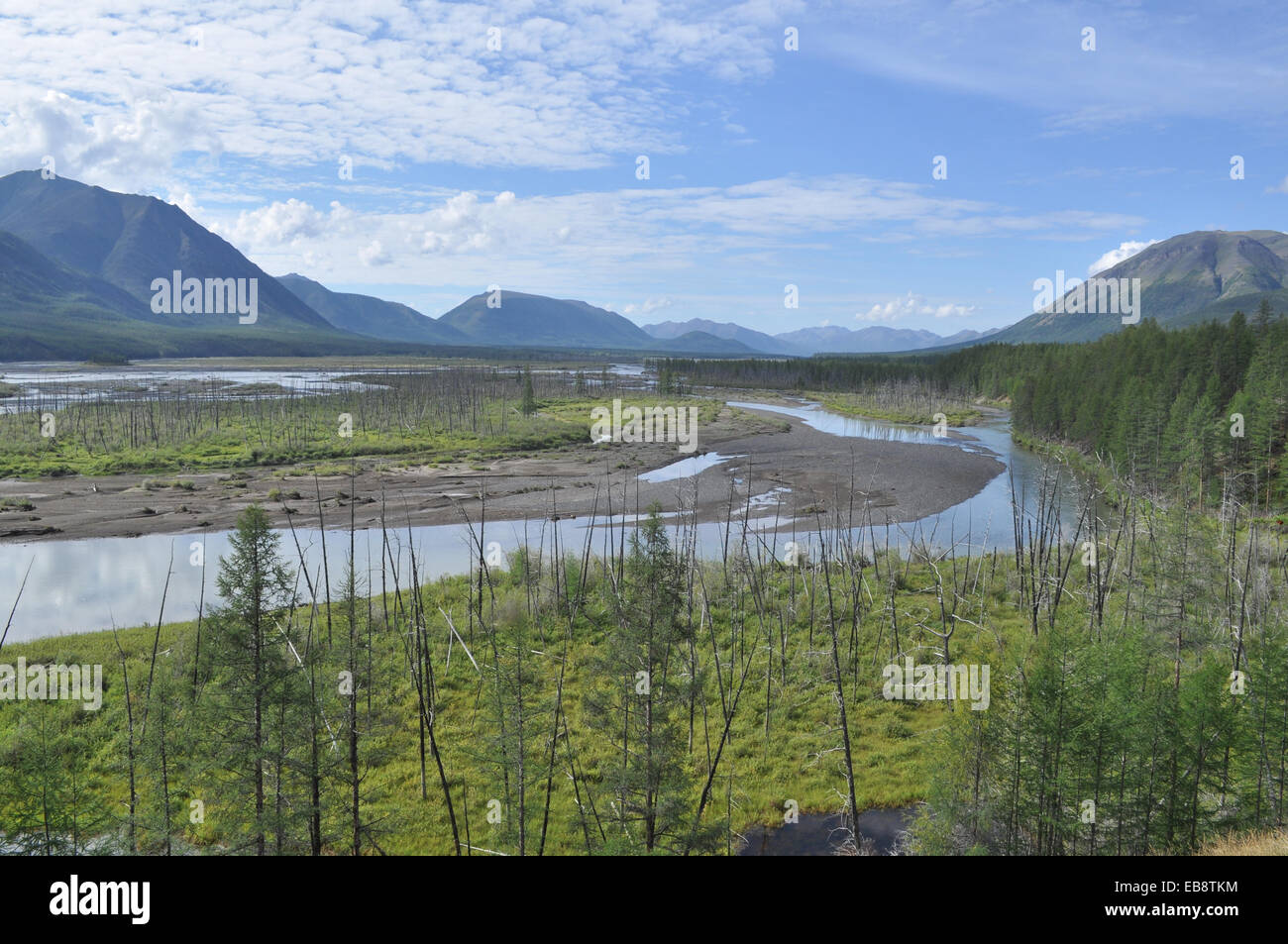 Mountain river Suntar. Landscape of the far corners of the earth in ...