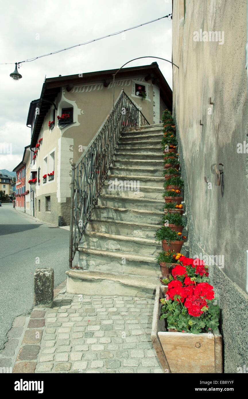 Typical village of Engadina region, in Switzerland Stock Photo - Alamy