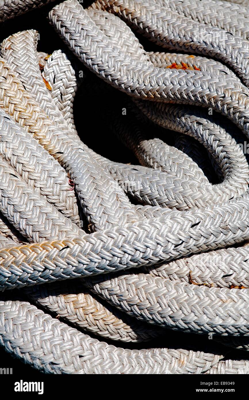 Fishing boat ropes Stock Photo - Alamy