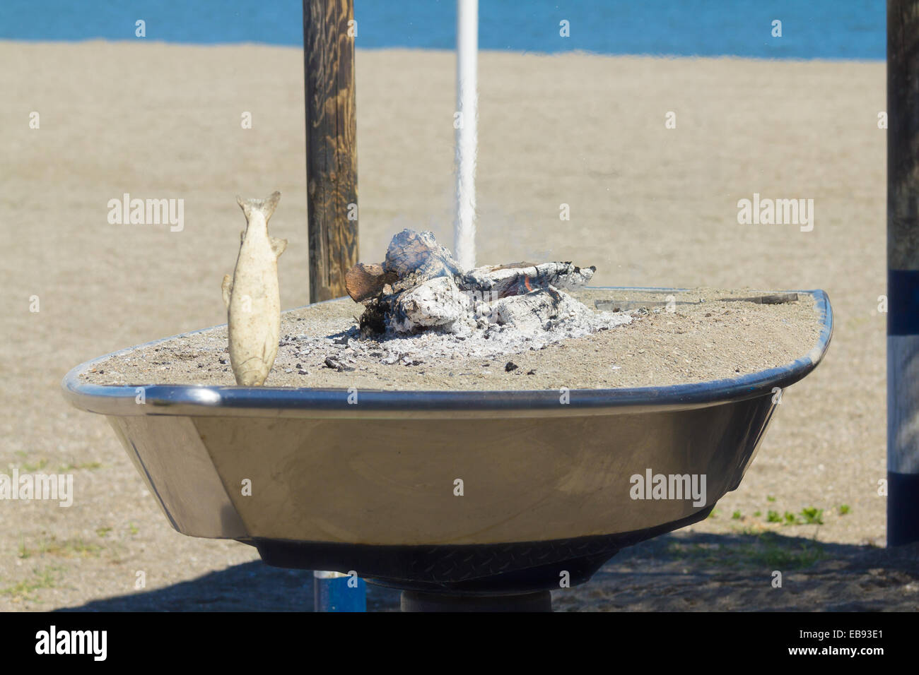 Preparing a fish barbecue at the beach in Malaga, Spain Stock Photo - Alamy