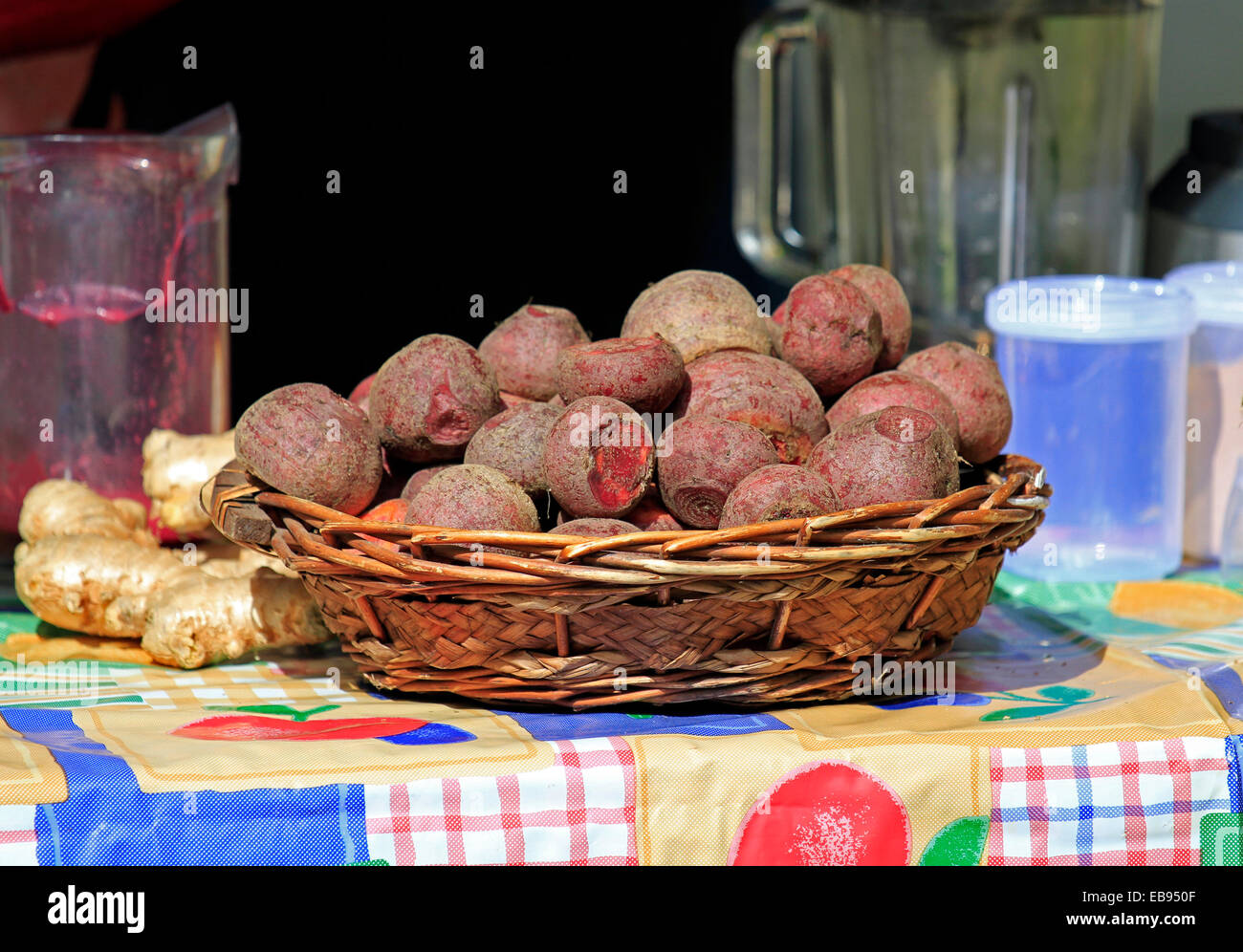 Raw beetroot and ginger at a food stall at the Kirstenbosch Craft ...
