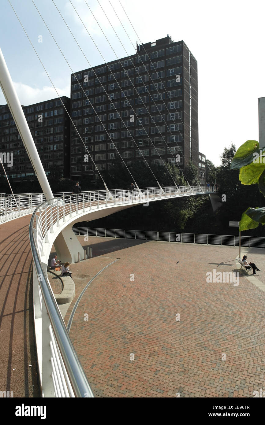 Bridge white trinity footbridge standing rising crossing river centre ...