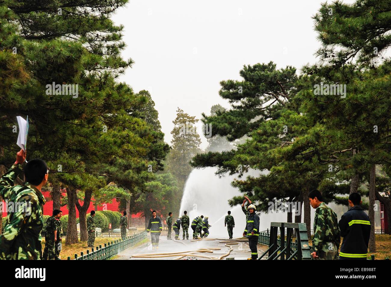 Firefighters inside the Forbidden City, Beijing, China, Asia Stock ...