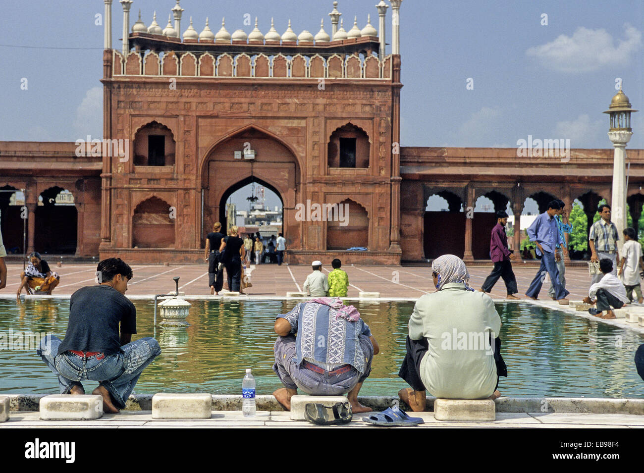 Muslims in the ritual bath, Jama Masjid or Friday Mosque, Delhi, India ...