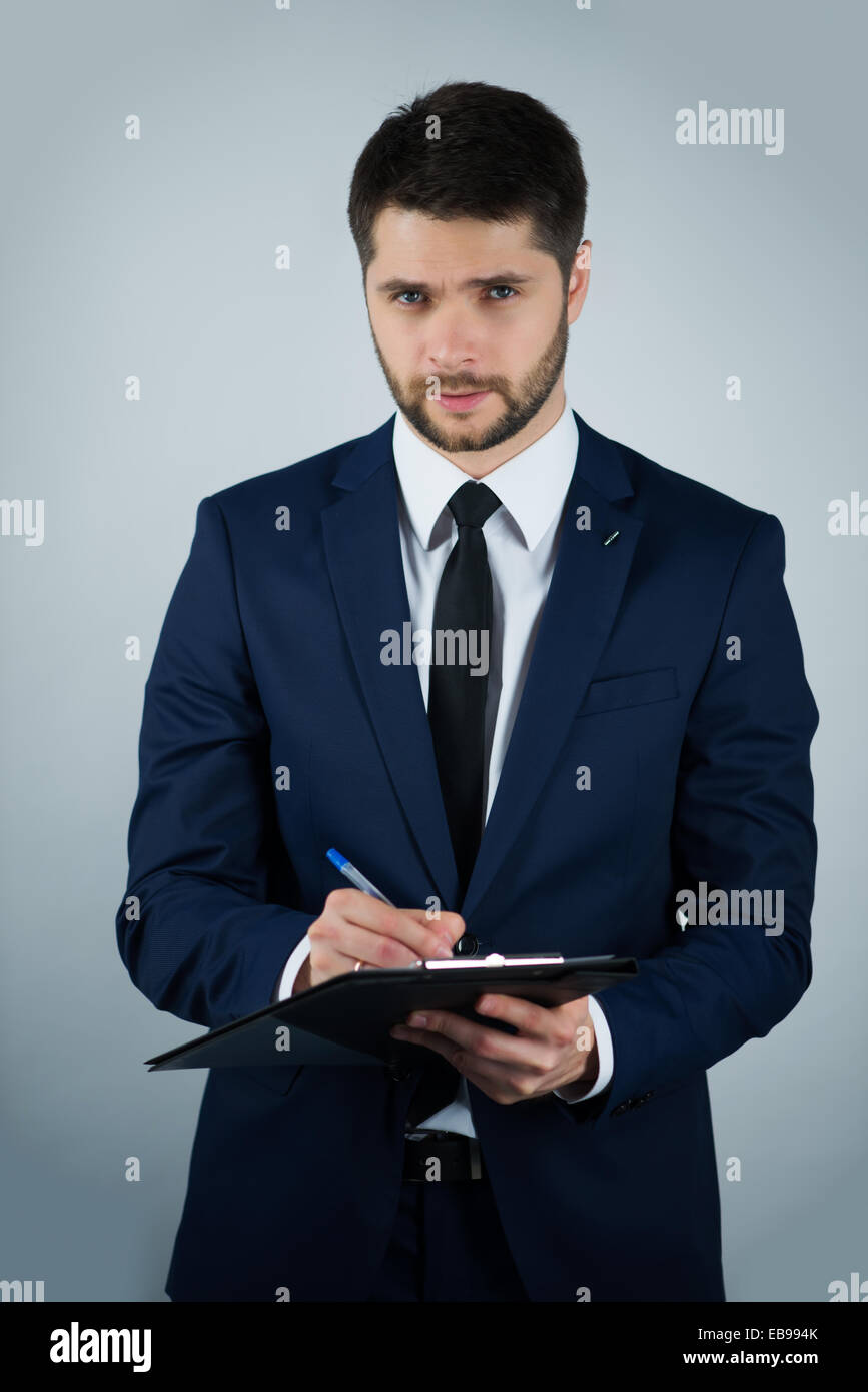 Close up handsome considerate young hi-res stock photography and images ...