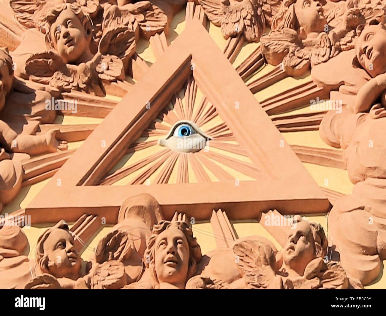 divine eye surrounded by angels Stock Photo - Alamy