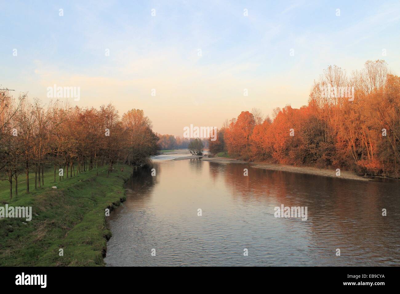Serio river at sunset Stock Photo - Alamy