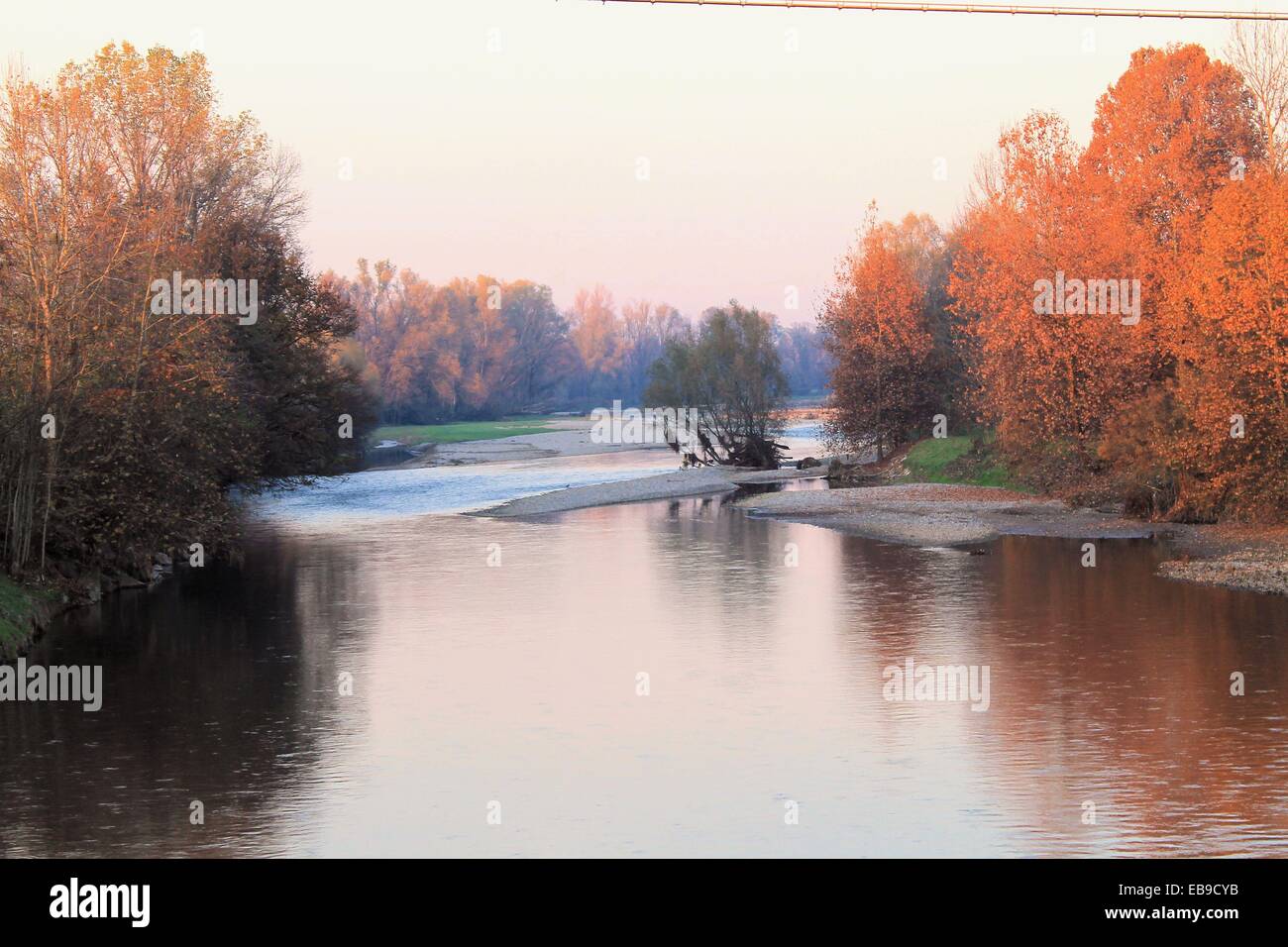 Serio river at sunset in Italy Stock Photo - Alamy