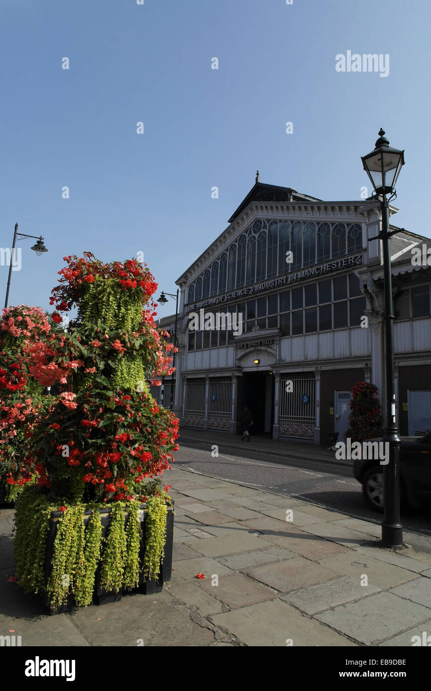 Blue sky portrait to Campfield Market MOSI Air and Space Hall red ...