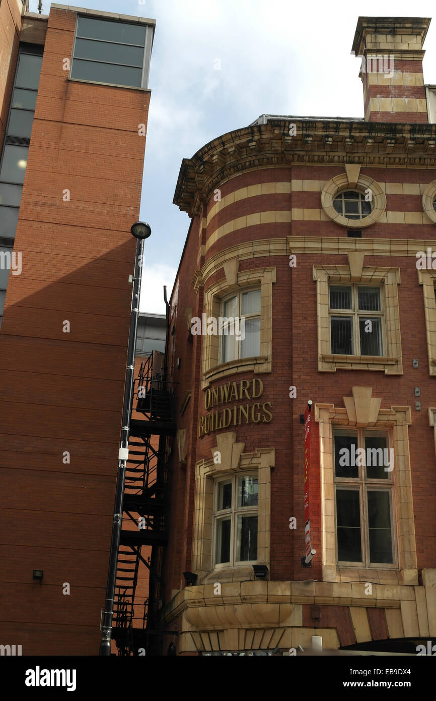 Sunny portrait red bricks yellow sand stone stripes Onward Buildings ...