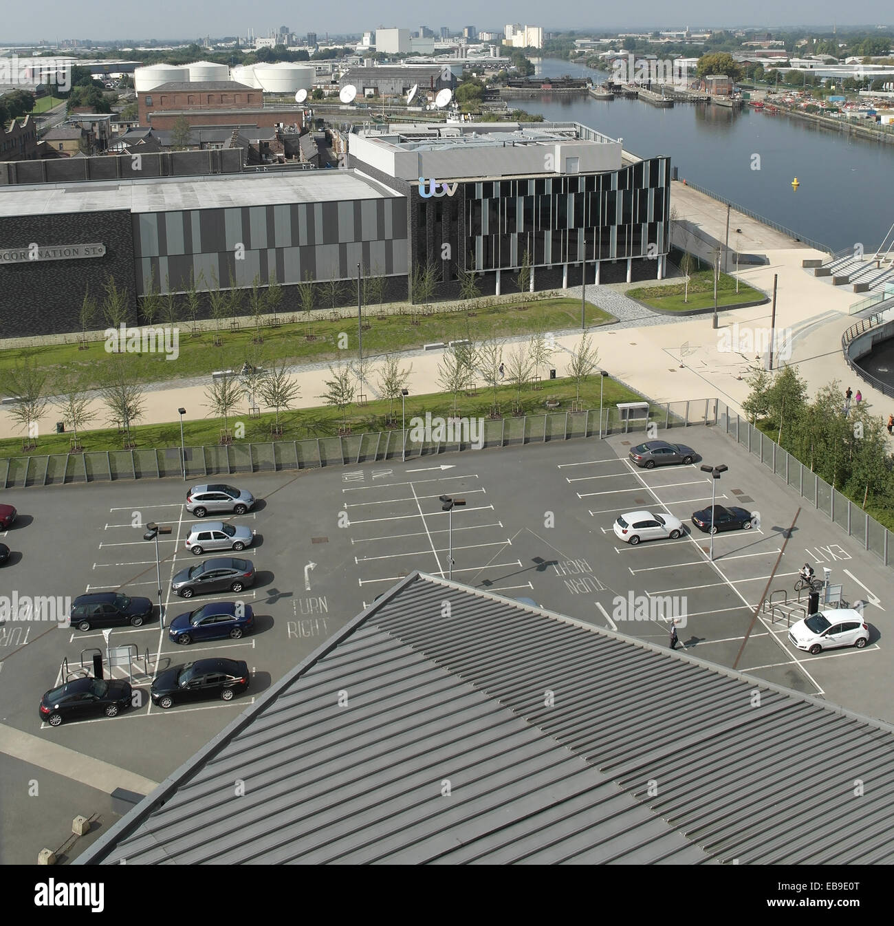 Sunny view, from Imperial War Museum North Air Shard, car park ...