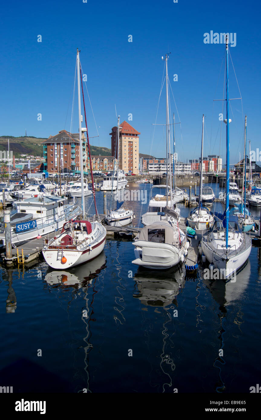 europe, UK, Wales, Swansea marina docks Stock Photo - Alamy