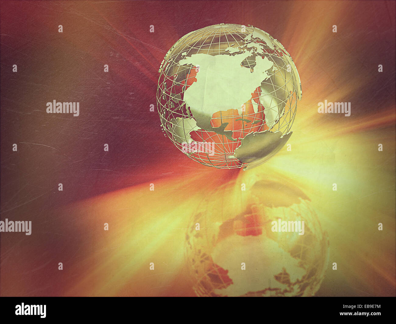 Abstract globe background with a retro vintage effect Stock Photo - Alamy