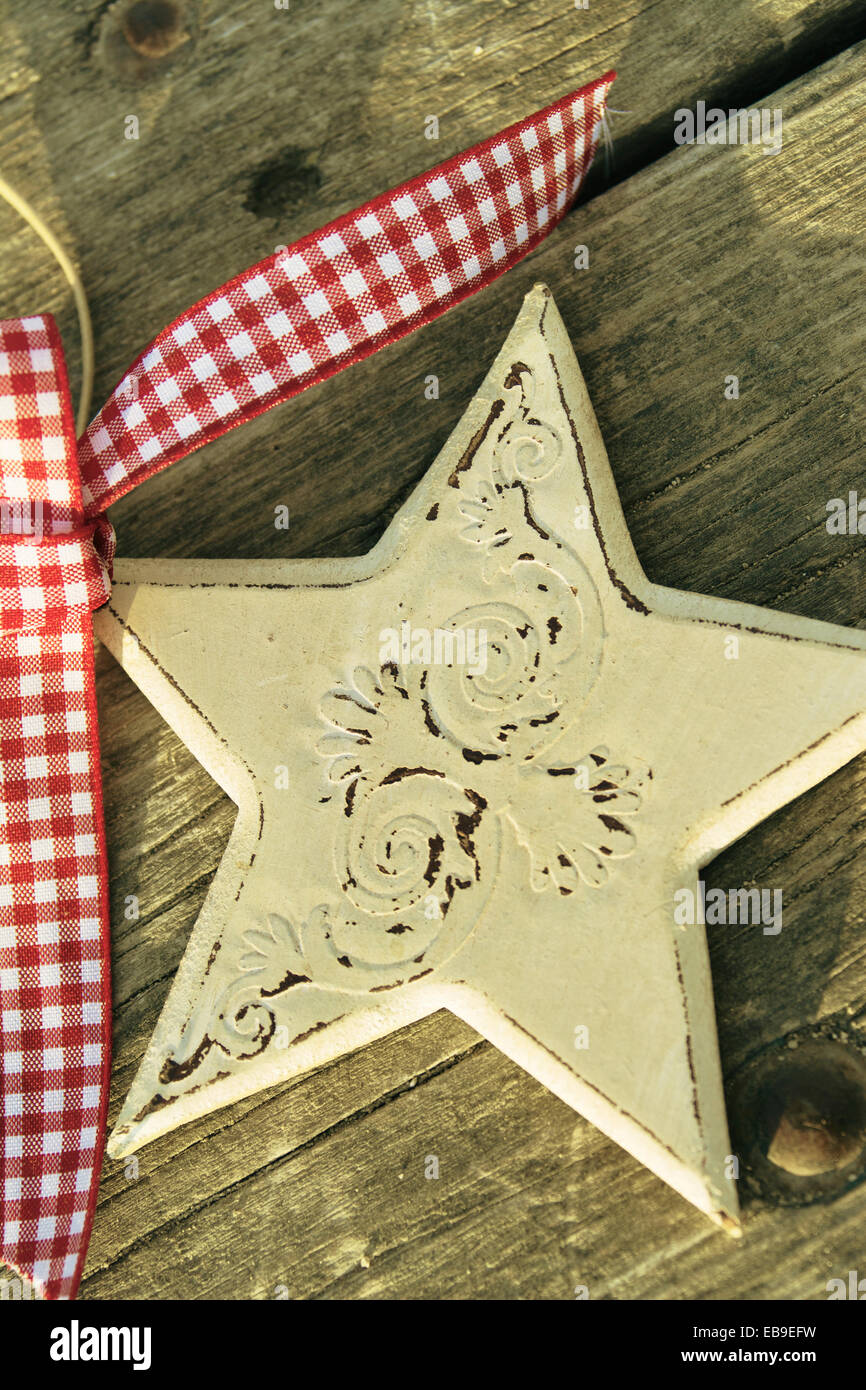 wooden star christmas, Homemade rustic Christmas decoration Stock Photo ...
