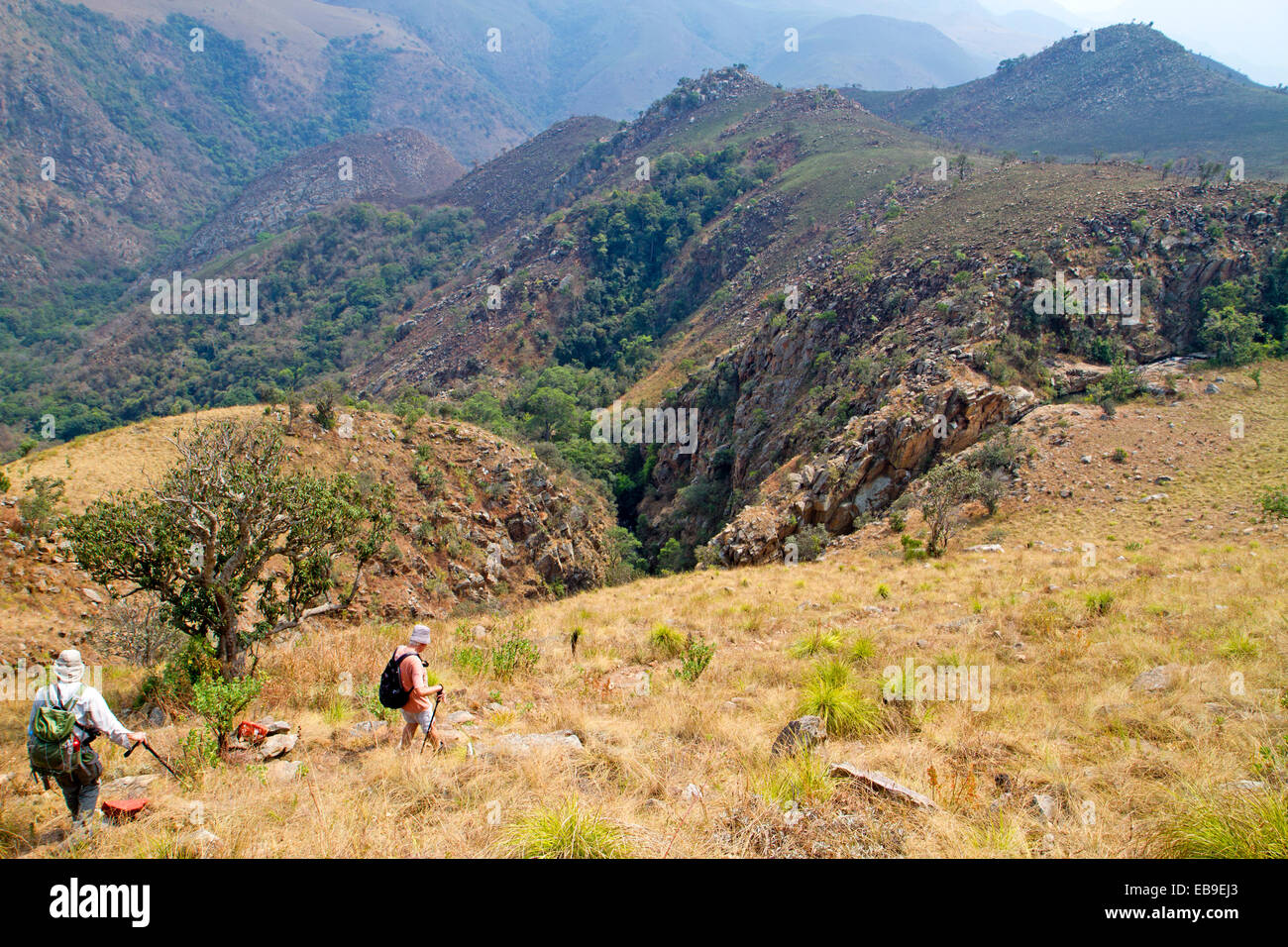 Hikers in Malolotja Nature Reserve Stock Photo - Alamy