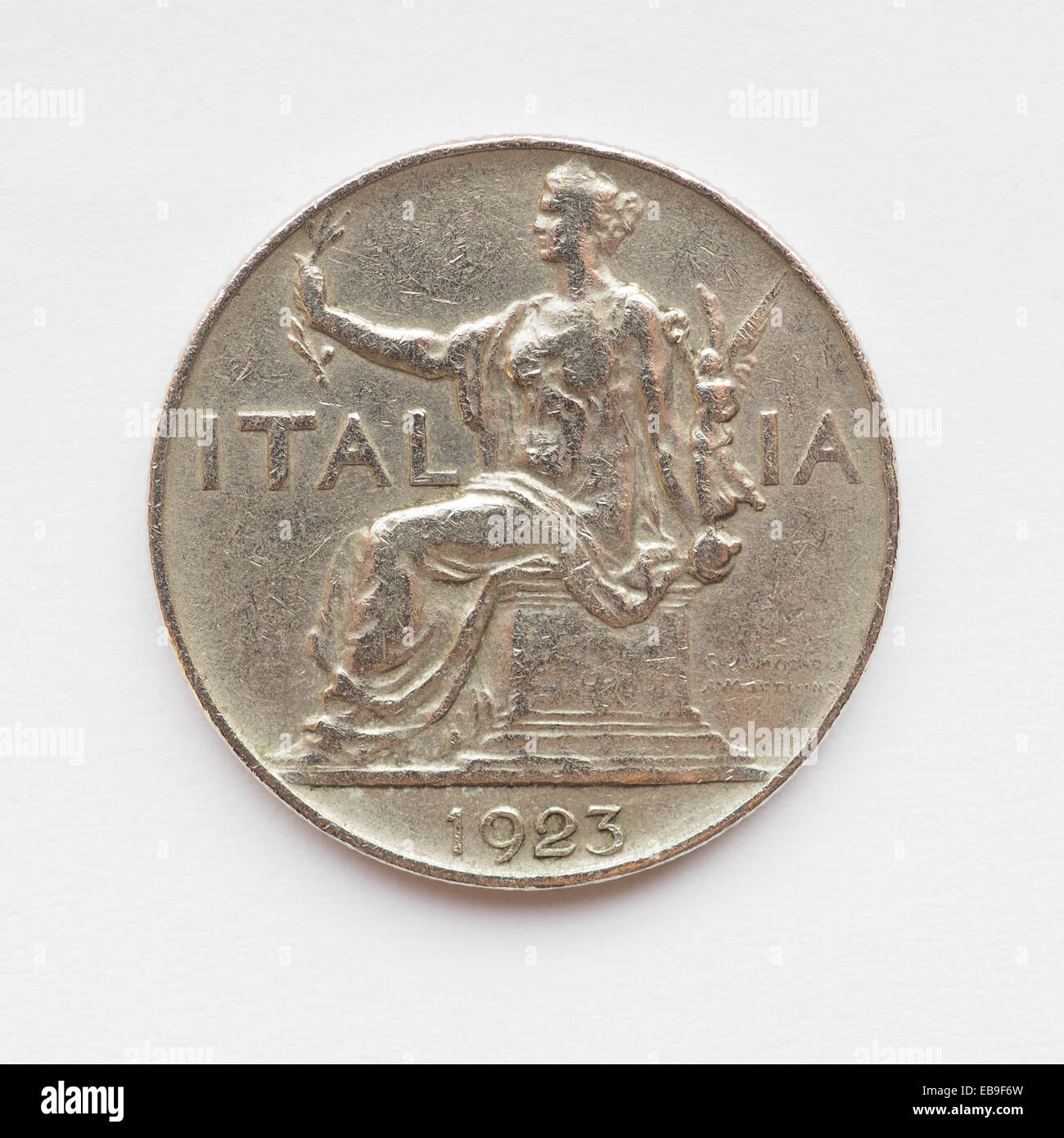 Ancient Italian lira coin from year 1923 Stock Photo - Alamy