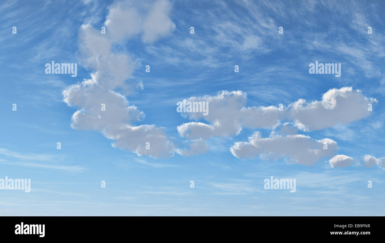 3D render of a blue sky with grey and white clouds Stock Photo - Alamy