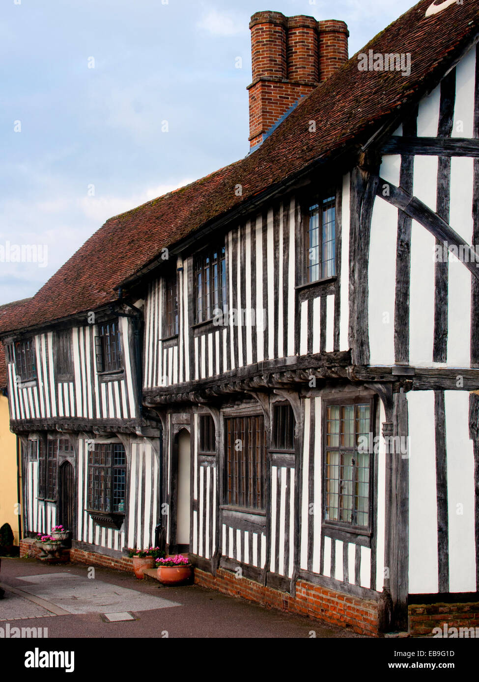 English half-timbered black and white Tudor houses from Lavenham ...