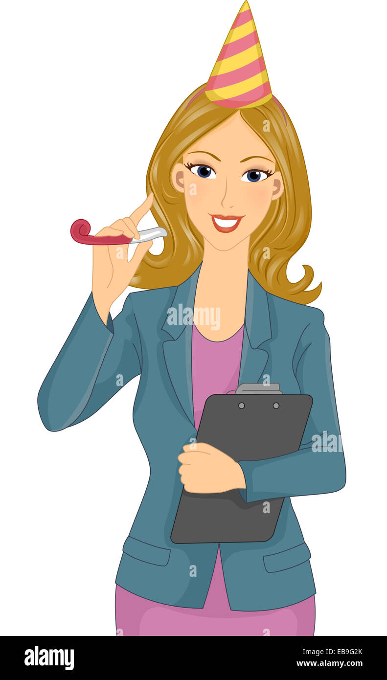 Illustration Featuring a Party Consultant Holding a Clipboard Stock ...