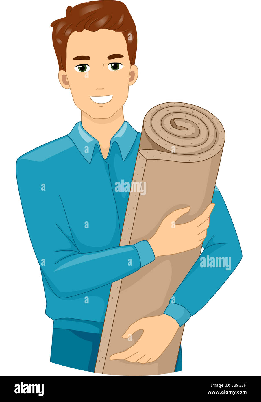 Illustration of a Man Holding a Roll of Insulation Foam Stock Photo - Alamy