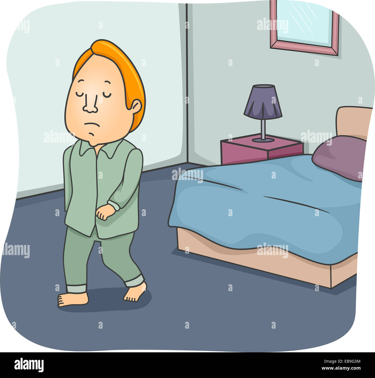 Illustration of a Sleepwalking Man Stock Photo - Alamy
