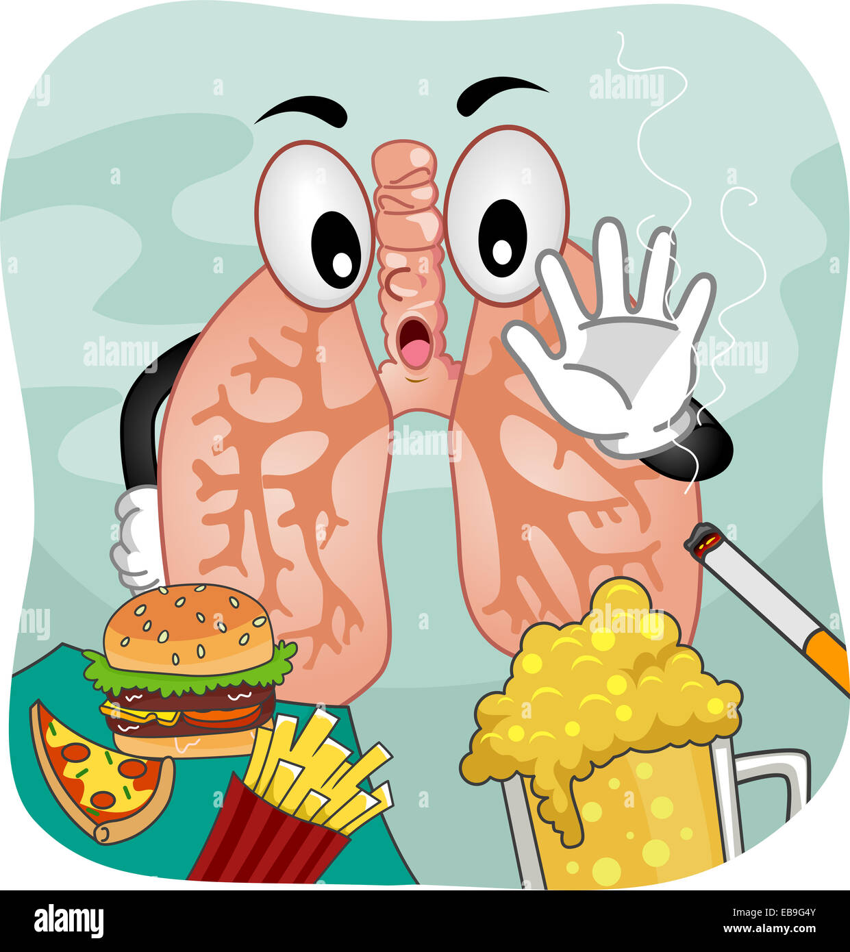 Mascot Illustration Featuring a Pair of Lungs Saying No to Vices Stock ...