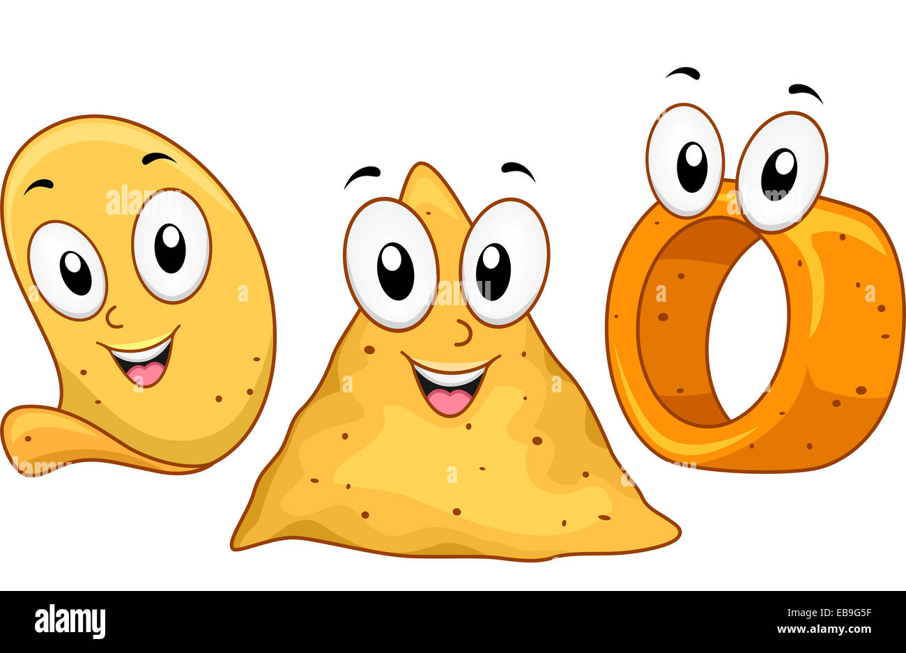 Mascot Illustration Featuring Chips with Different Shapes Stock Photo ...