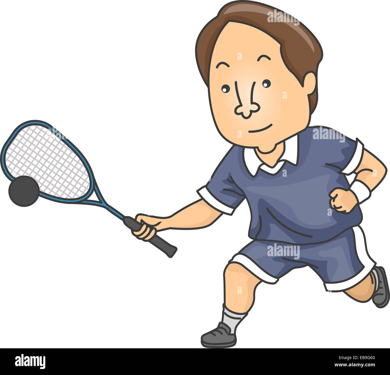 Illustration of a Squash Player Hitting the Ball Stock Photo - Alamy