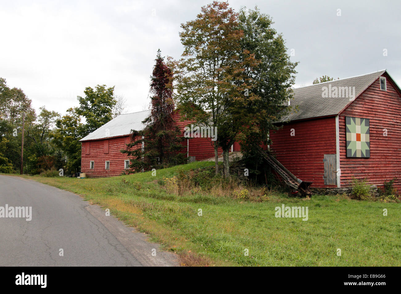 Barn with hex sign along the side of a road, New York USA America Stock ...